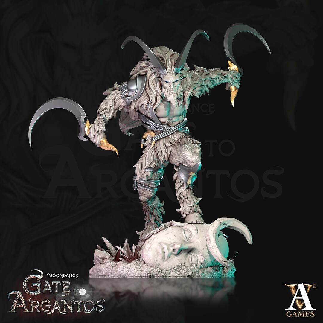 Satyr Warrior Hunter, Goat-man PC NPC Fey Miniature | 28mm, 32mm, 75mm ...