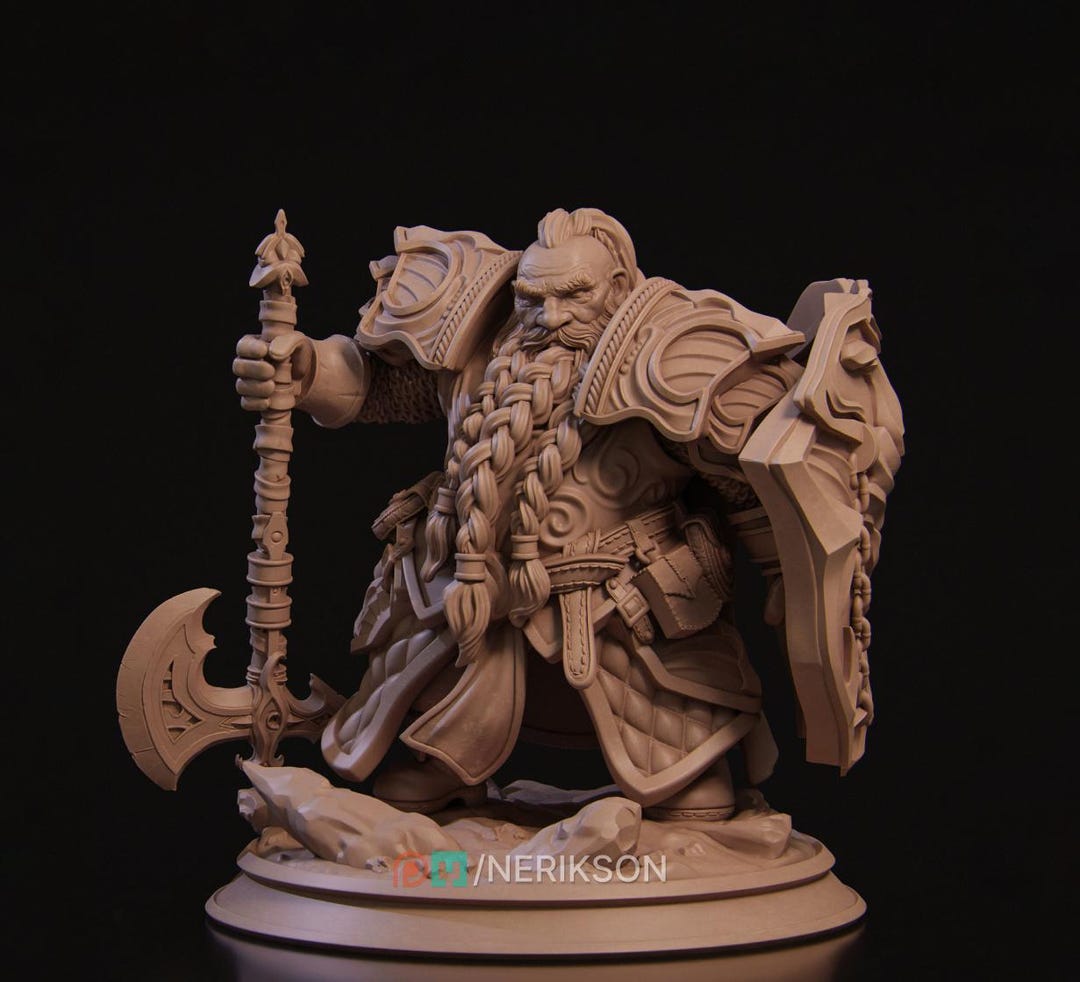 Dwarf Fighter, Paladin, Battle Master PC /NPC UNPAINTED D&D| 5 Sizes ...