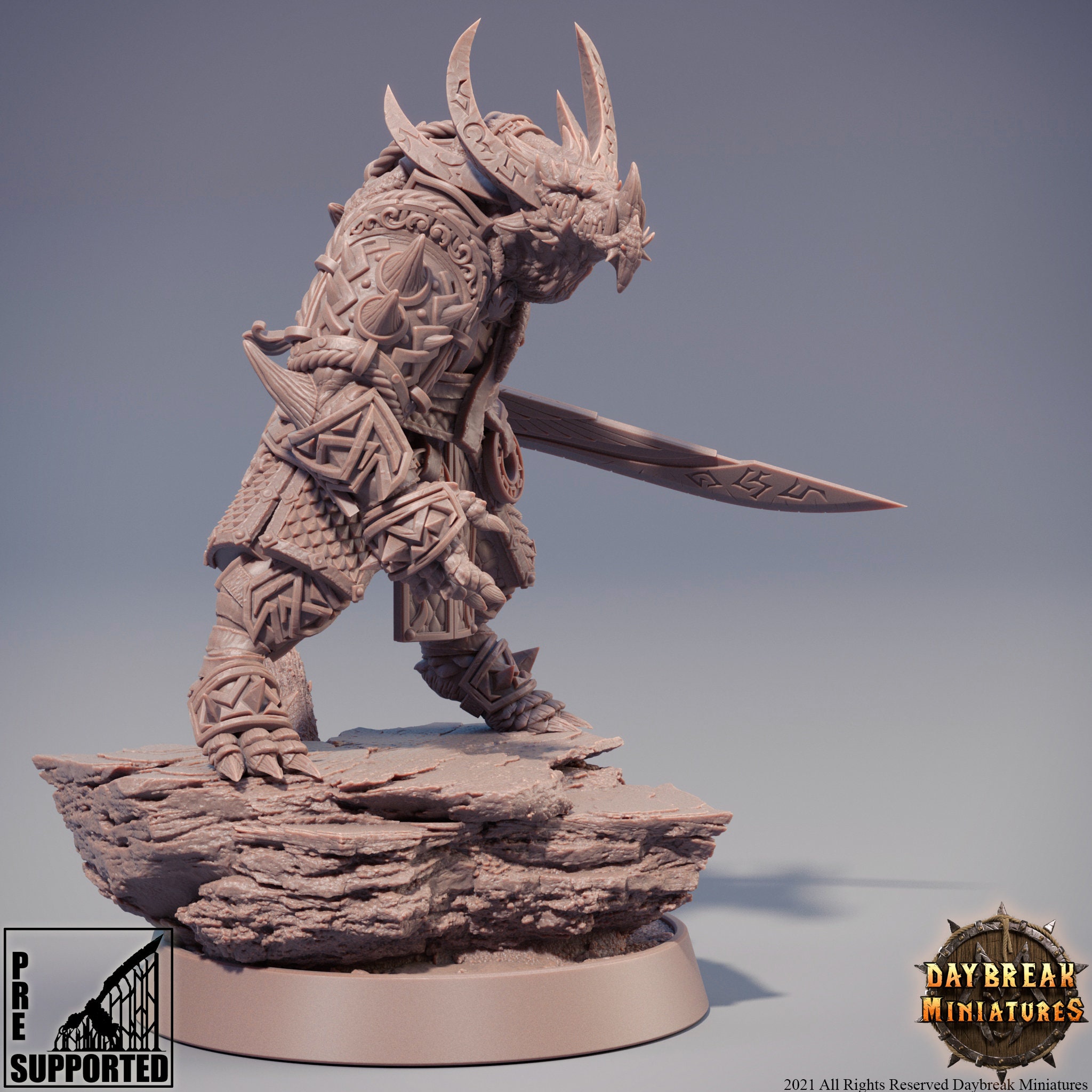 Dragonborn Fighter Mini | 28mm, 32mm, 75mm Scale Resin Miniature ...