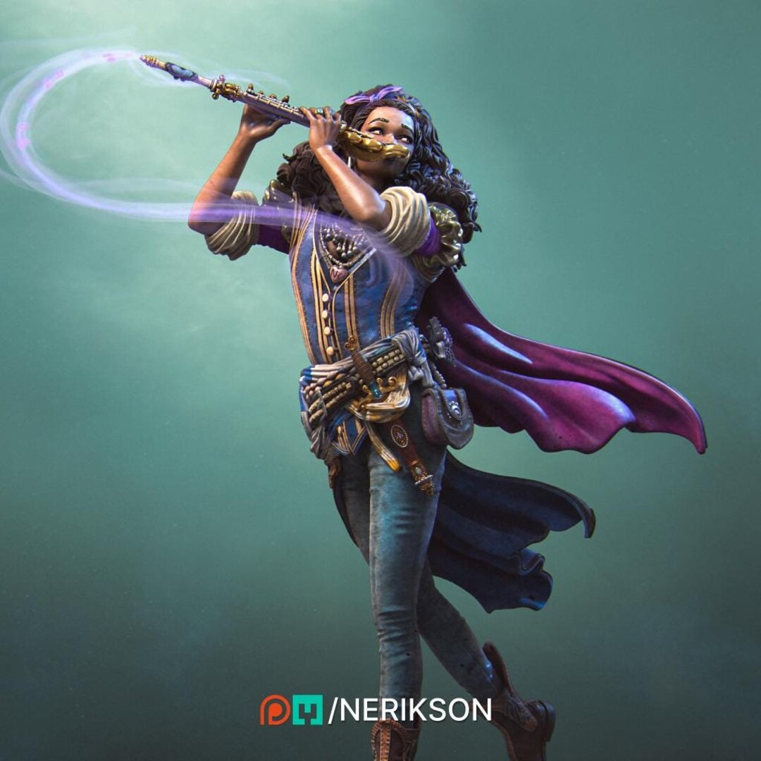 Female Human Bard PC / NPC Unpainted Miniature 28mm, 32mm,54mm,75mm ...