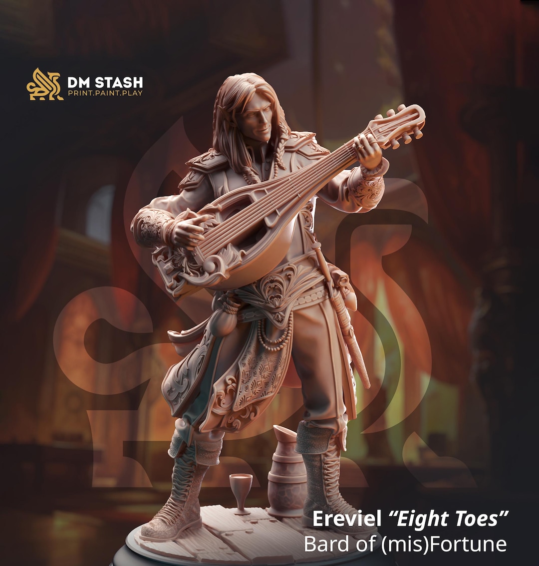Male Bard Elf, Half-elf, Eladrin Unpainted Miniature D&D | 5 Sizes ...
