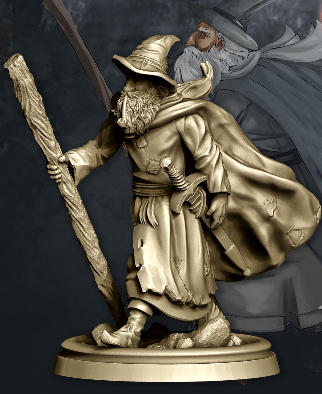 Human Mage W/ Staff Walking | Miniature|5 Sizes /scale | Dnd | Human ...