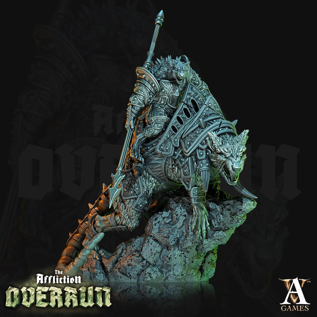 Wererat With Spear Mounted on Dire Rat | Resin Miniature | Dungeons and ...