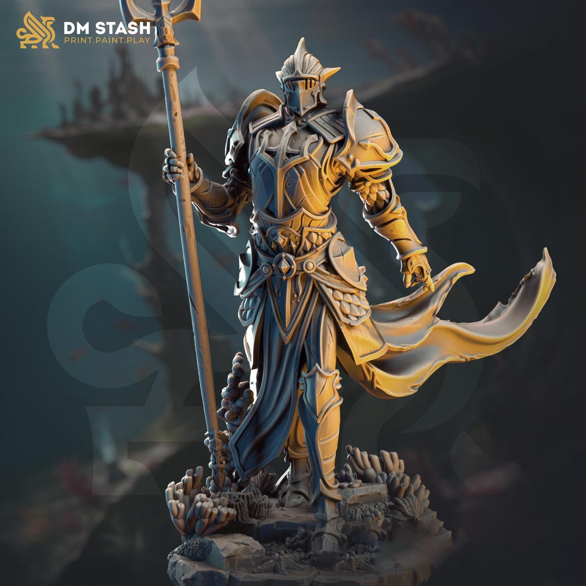 Human Paladin, Fighter Battlemaster Trident | Resin Unpainted Miniature ...