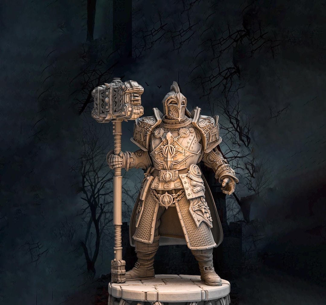 Human Cleric, Paladin Fighter Maul and Platemail | Unpainted Miniature ...