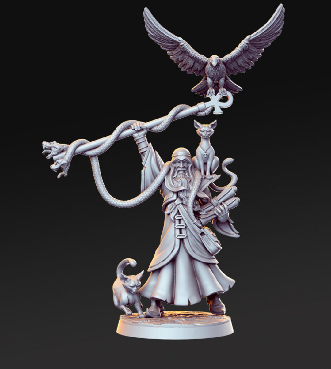 Human Wizard With Familiars and Staff | 28mm Scale | 32mm Heroic ...