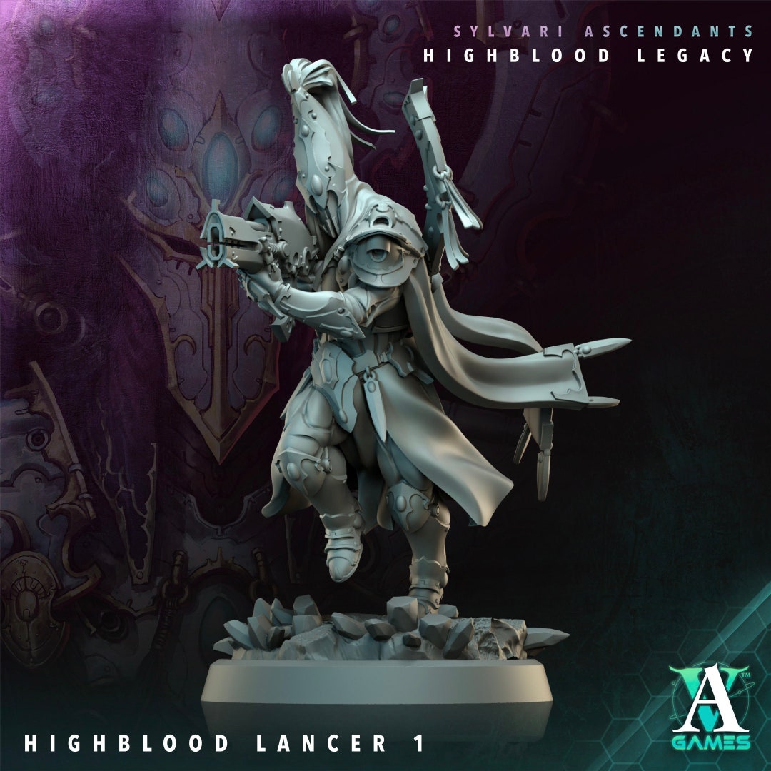 Space Elf Lancer Miniature | Sci-fi Spear Warrior | Resin Tabletop ...