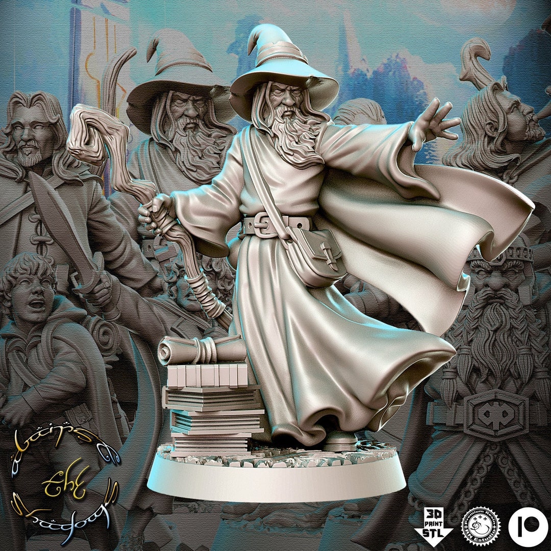 Wizard With Staff | 5 Sizes /scale |unpainted Resin Figurine Mini - D&D ...