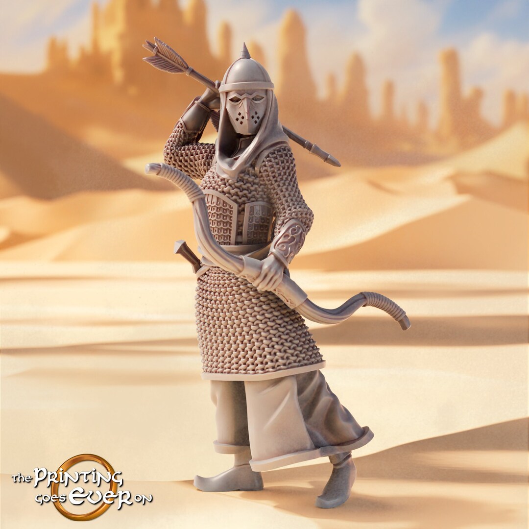 Human Ranger Fighter in Chainmail With Bow | Miniature | 28mm, 32mm ...