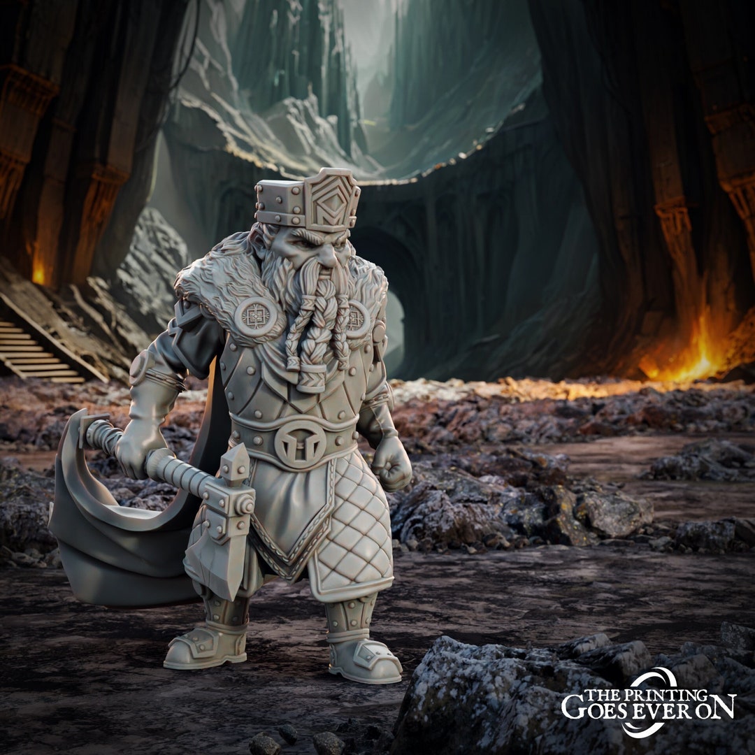 Dwarf King Fighter Battle Axe Miniature |D&D| 5 Sizes /scale ...