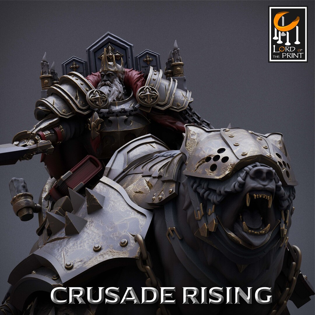 Human Paladin King Knight Templar on Armored Giant Bear, Cavalier | Dnd ...