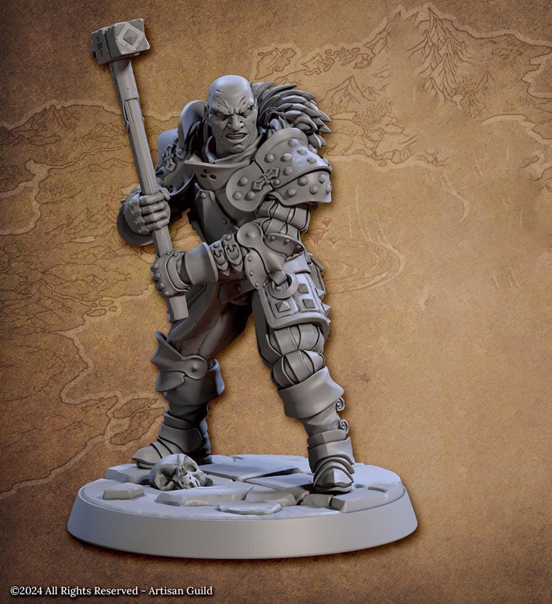 Human Fighter With Maul Hammer | 28mm, 32mm, 54mm,75mm,100mm Scale ...