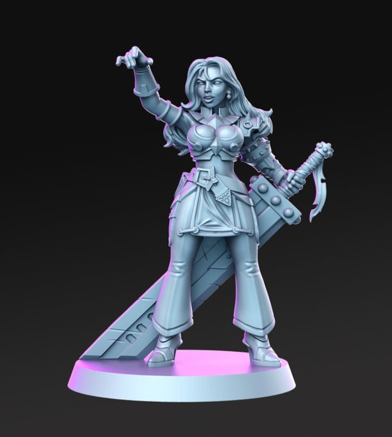 Pinup Sexy Female Fighter With Great Sword | 28mm Scale | 32mm Scale ...