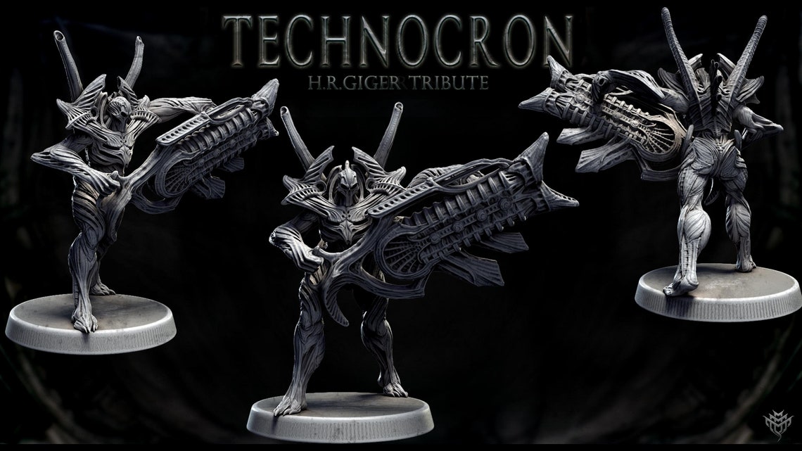 Sci-fi Miniature Robot Infantry, H.R Giger Style | 5 Base Sizes | Resin ...