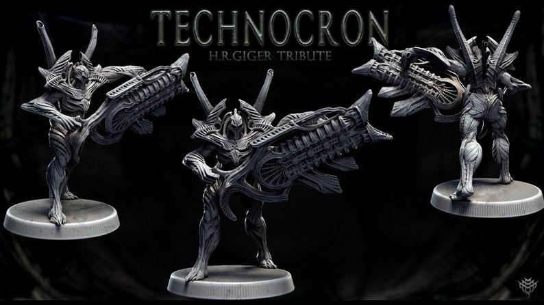 Sci-fi Miniature Robot Infantry, H.R Giger Style | 5 Base Sizes | Resin ...