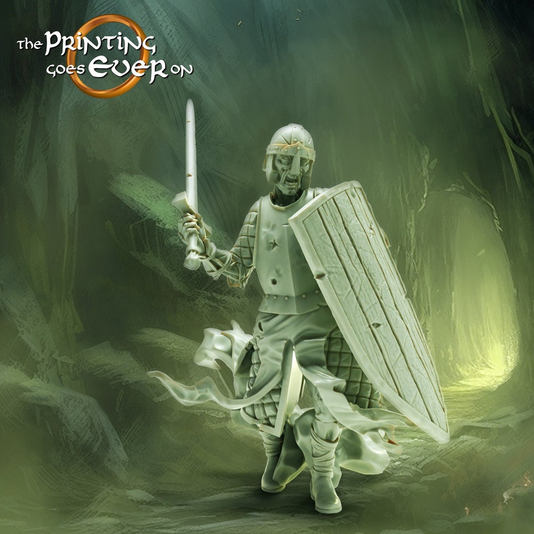 Undead Ghost Fighter With Sword and Shield | Miniature | 4 Sizes ...