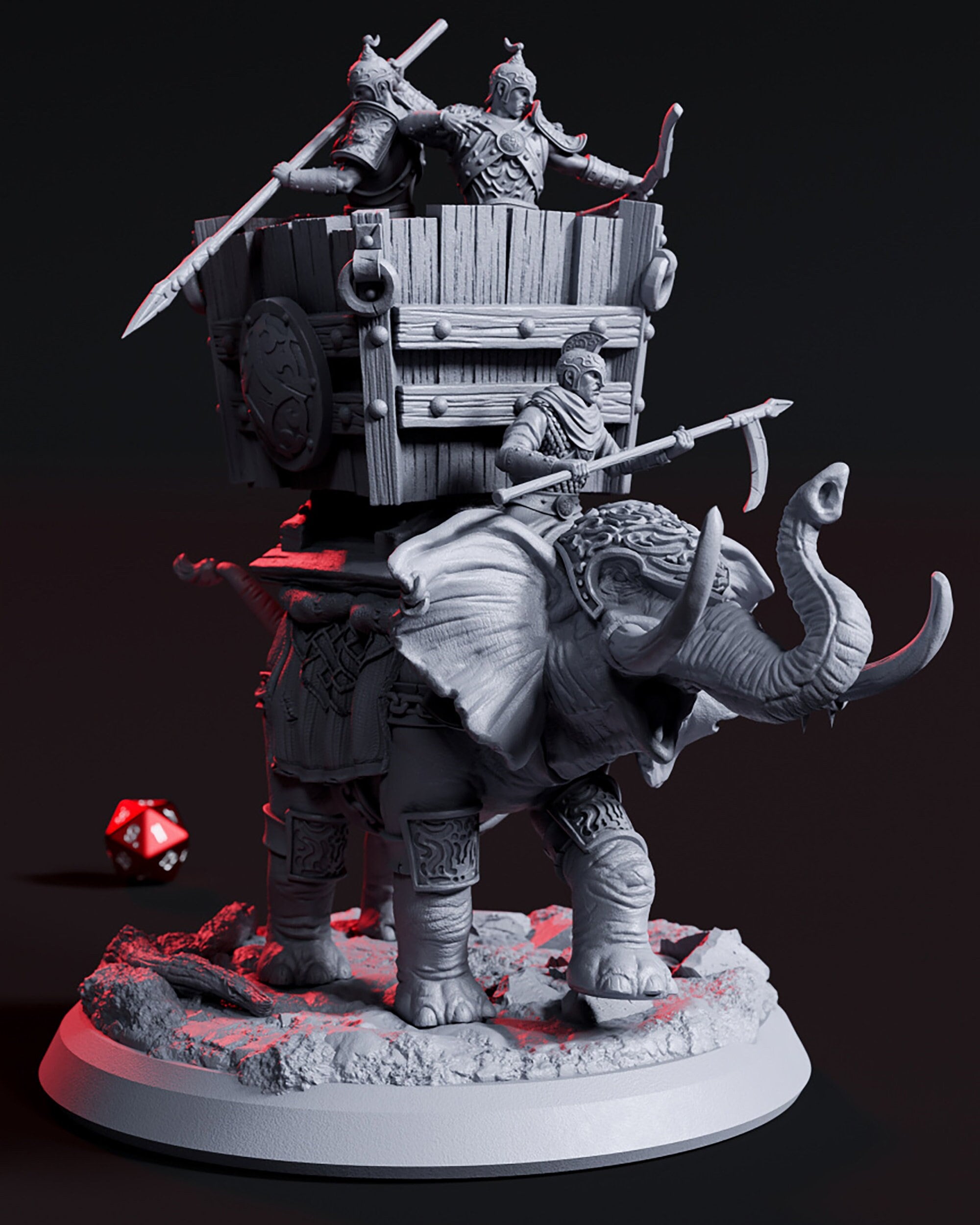 Battle Elephant With Three Warriors Dnd 5e Miniature 75mm - Etsy