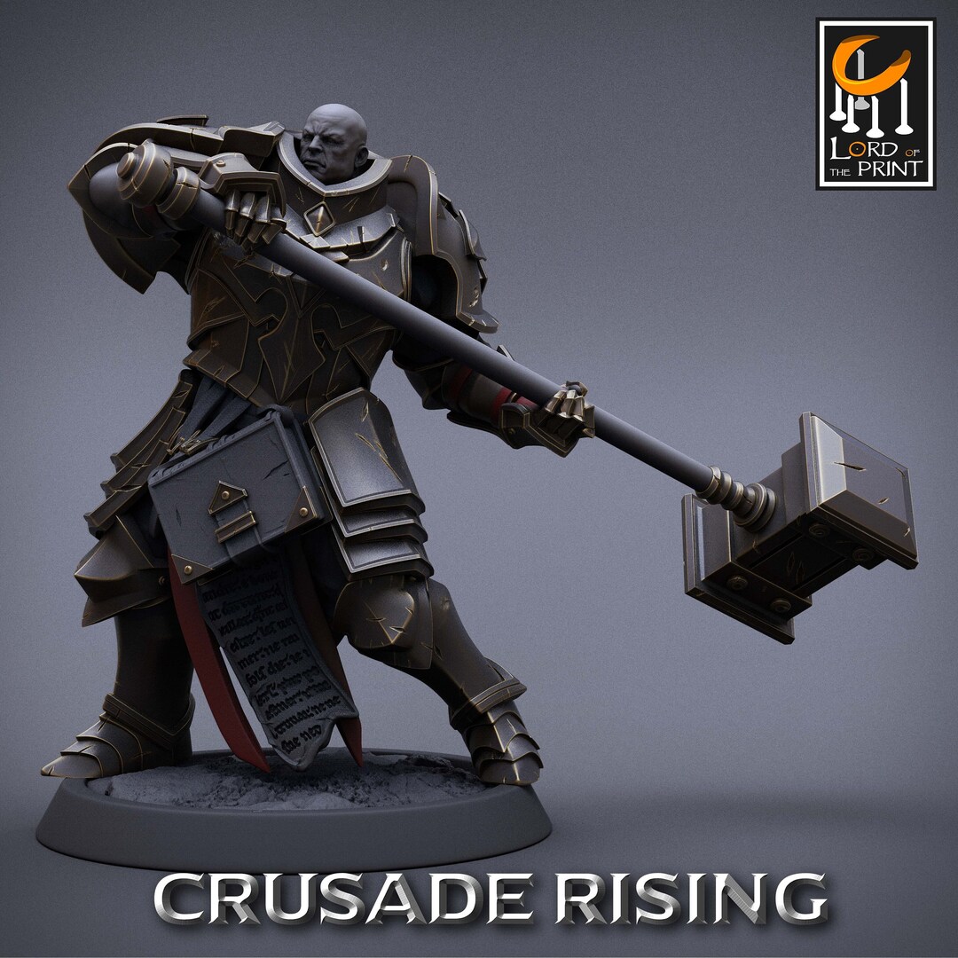 Paladin Knight Hammer Templar Unpainted Miniature | 5 Sizes /scales ...