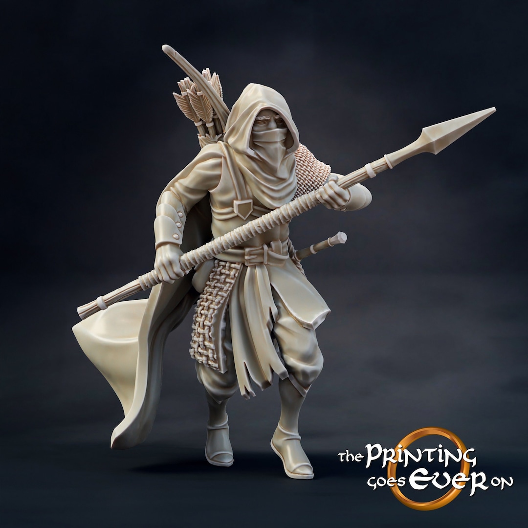 Human Ranger Fighter With Spear | Miniature | 28mm Scale | 32mm Scale ...