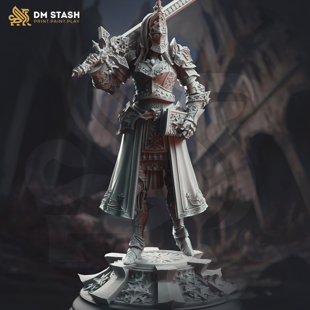 Female Paladin, Cleric Sword and Plate Armor D&D 5e Mini | 5 Sizes ...