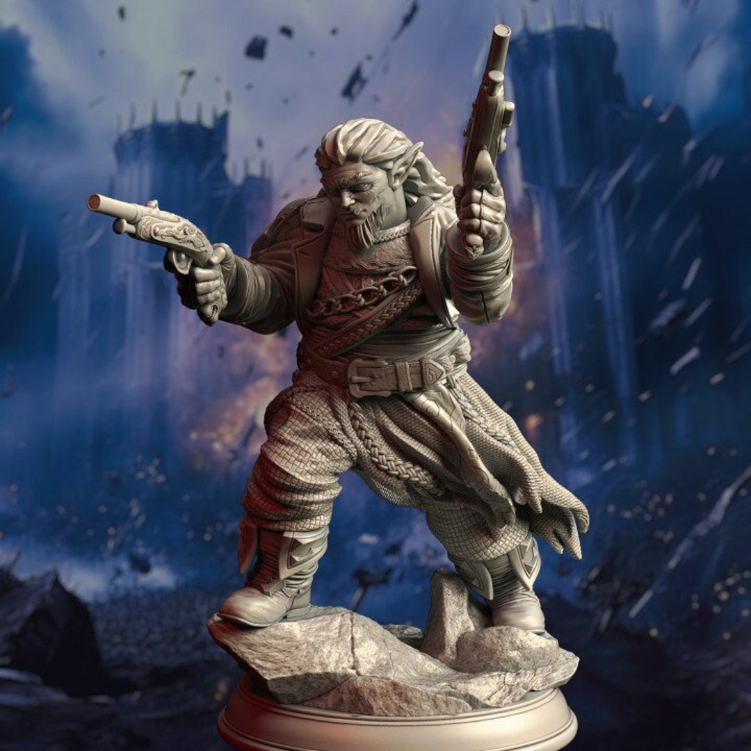 Gnome Gunslinger Fighter Artificer | Unpainted Miniature | 28mm,32mm,54mm,75mm,100mm Scales ...