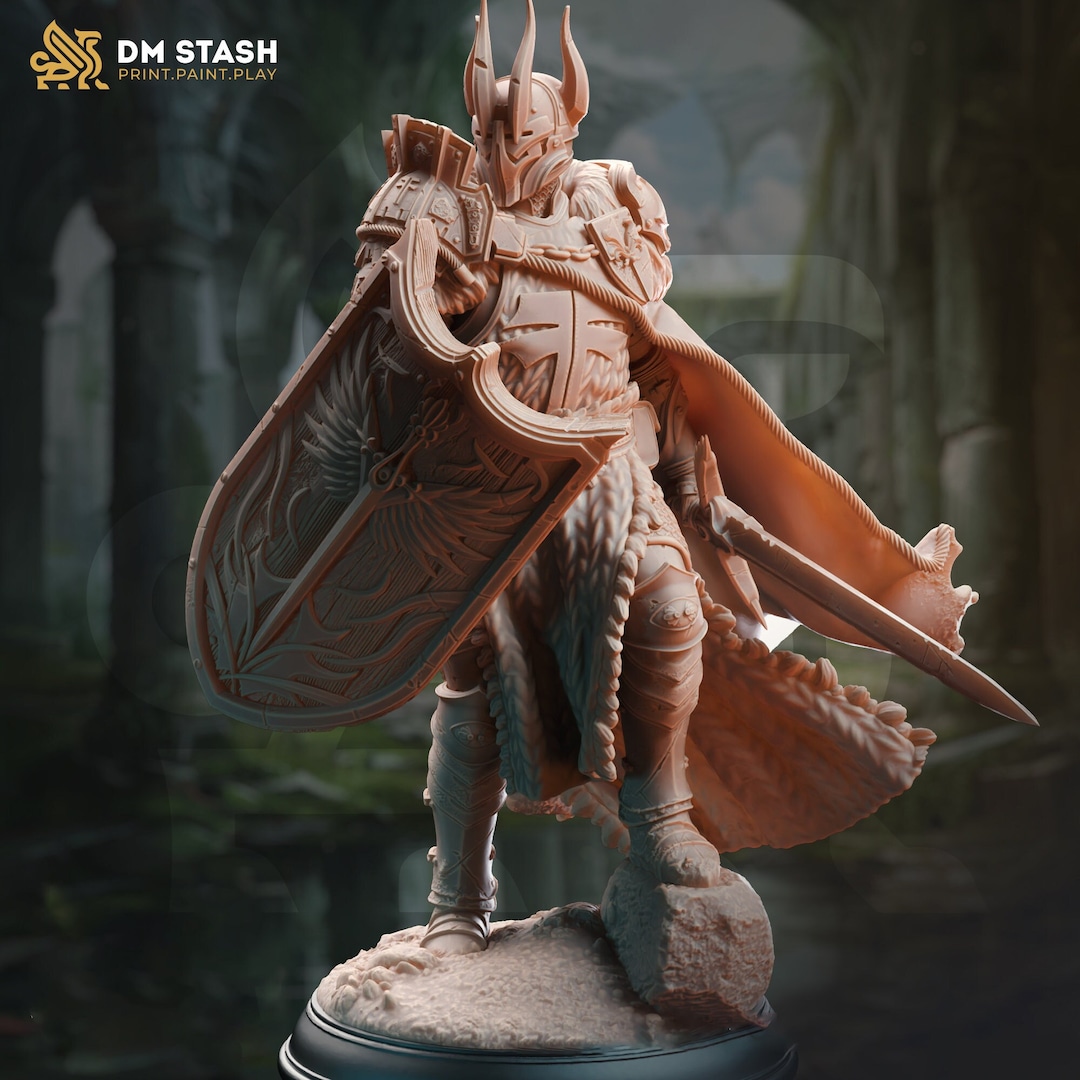 Human Paladin Fighter Sword & Shield | Miniature | 5 Sizes /scales ...