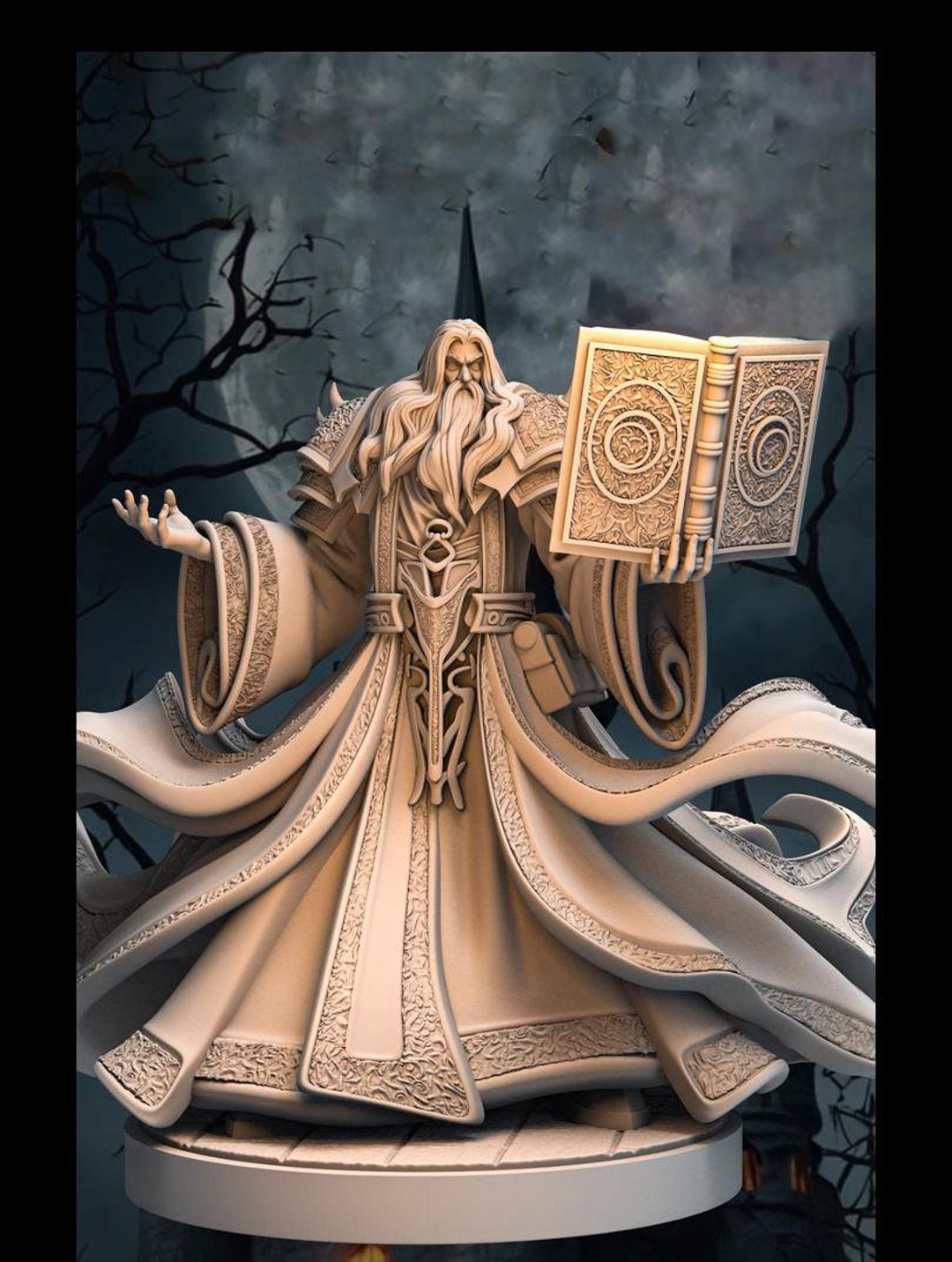 Human Archmage Wizard PC NPC Miniature | 28mm,32mm,54mm,75mm,100mm ...