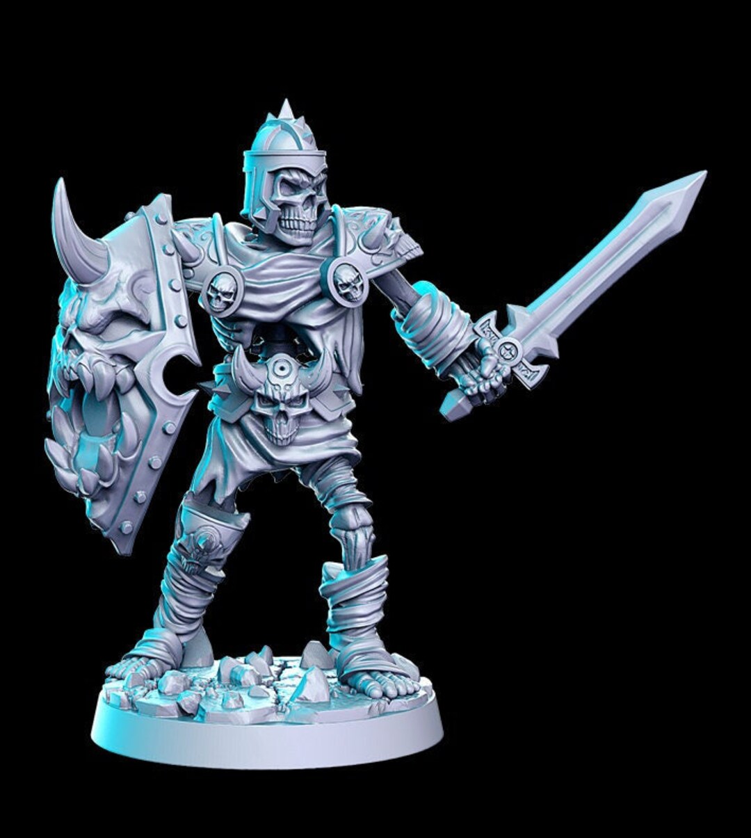 Skeleton Fighter With Sword and Shield/ Dnd5e | 28mm, 32mm 75mm ...