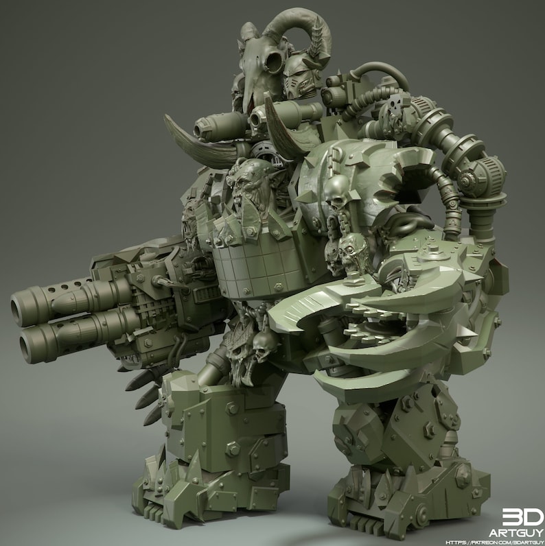 Mech Armored Orc Miniature | Sci-fi Warboss | Resin 28mm 32mm 50mm 75mm ...