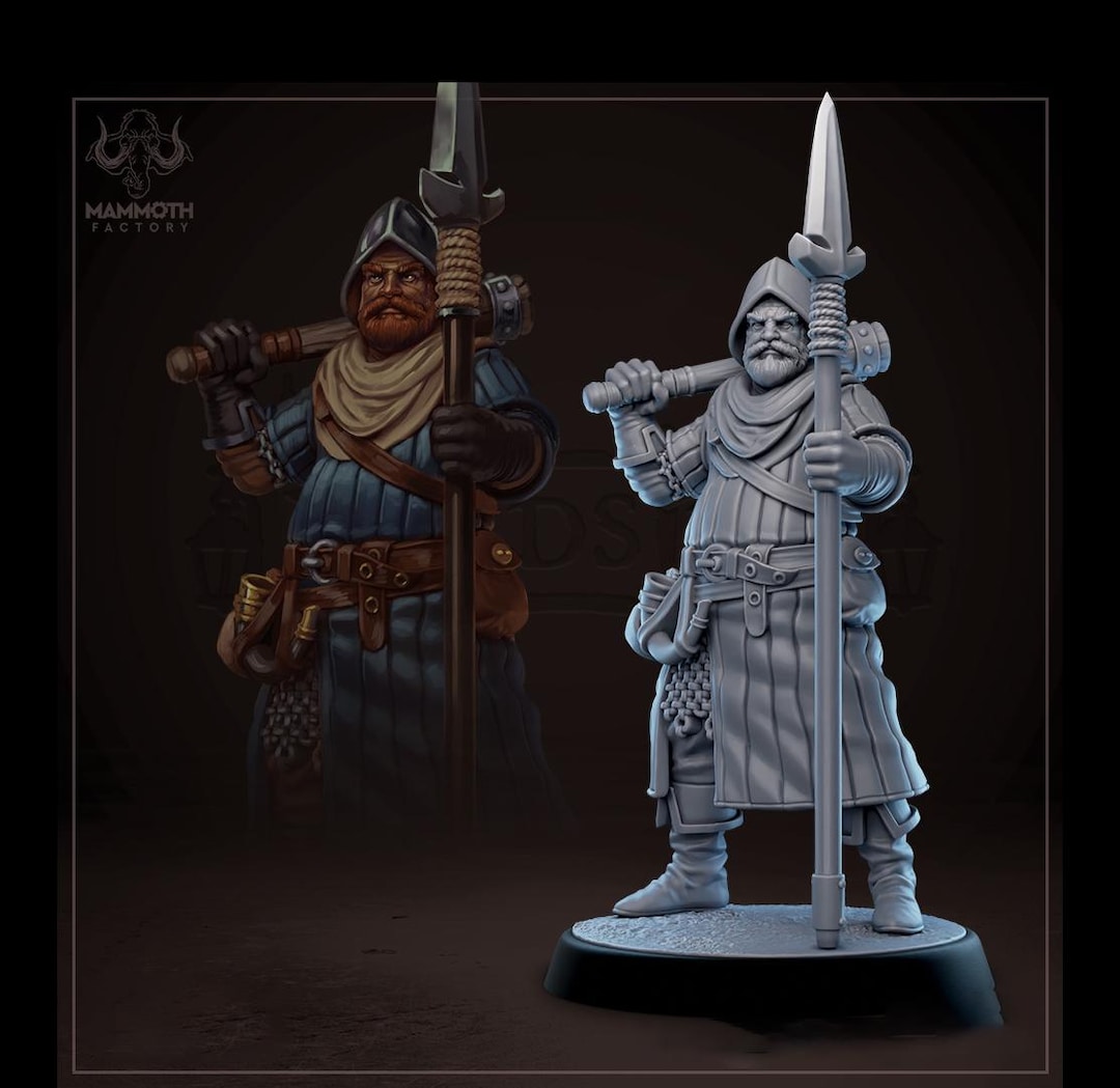 Human Male Fighter, Guard, Ranger With Polearm PC / NPC | 5 Sizes ...