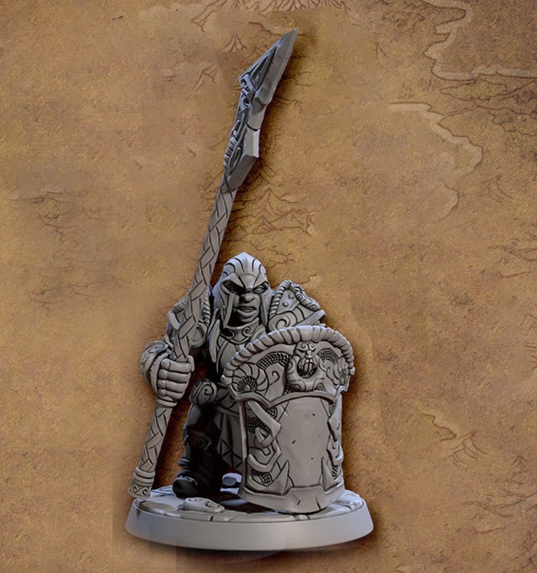 Female Dwarf Fighter Cleric With Halberd & Tower Shield | 28mm, 32mm ...