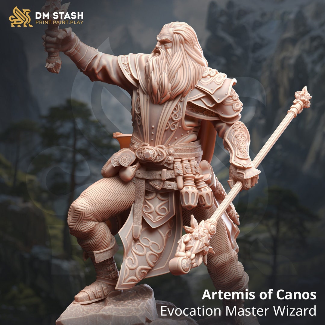 Evocation Wizard, Warlock, Sorcerer Resin Miniature | 28mm, 32mm,54mm ...