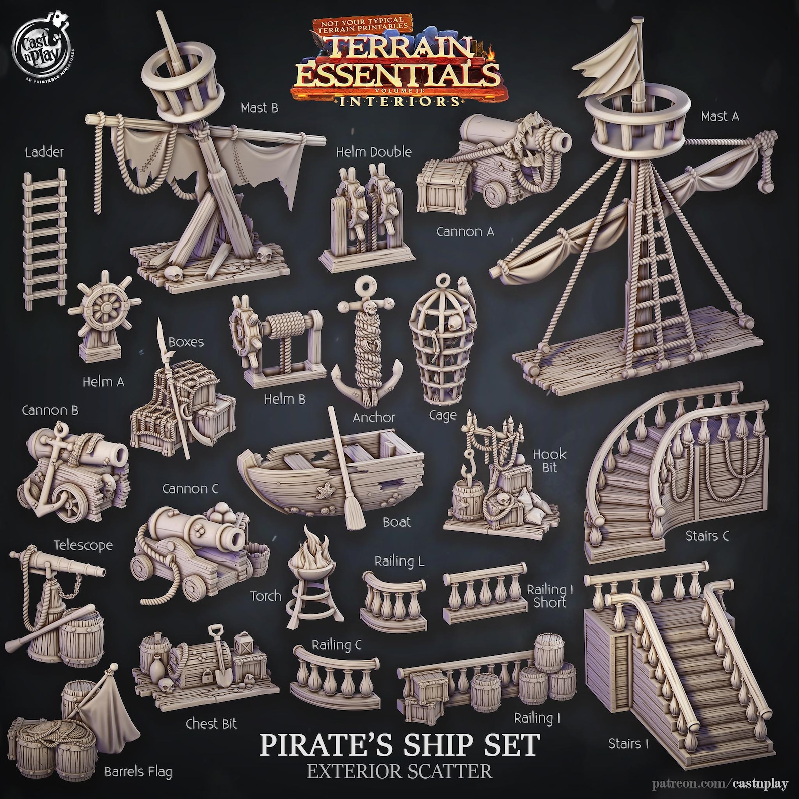 Ship Props Set Scatter Terrain Sea |resin 28mm, 32mm Scales| Miniature ...
