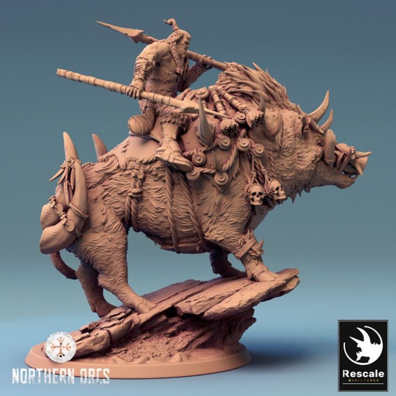 Orc Fighter on Giant Boar W/ Hammer /axe/chieftain | Dnd 5e | 4 Sizes ...