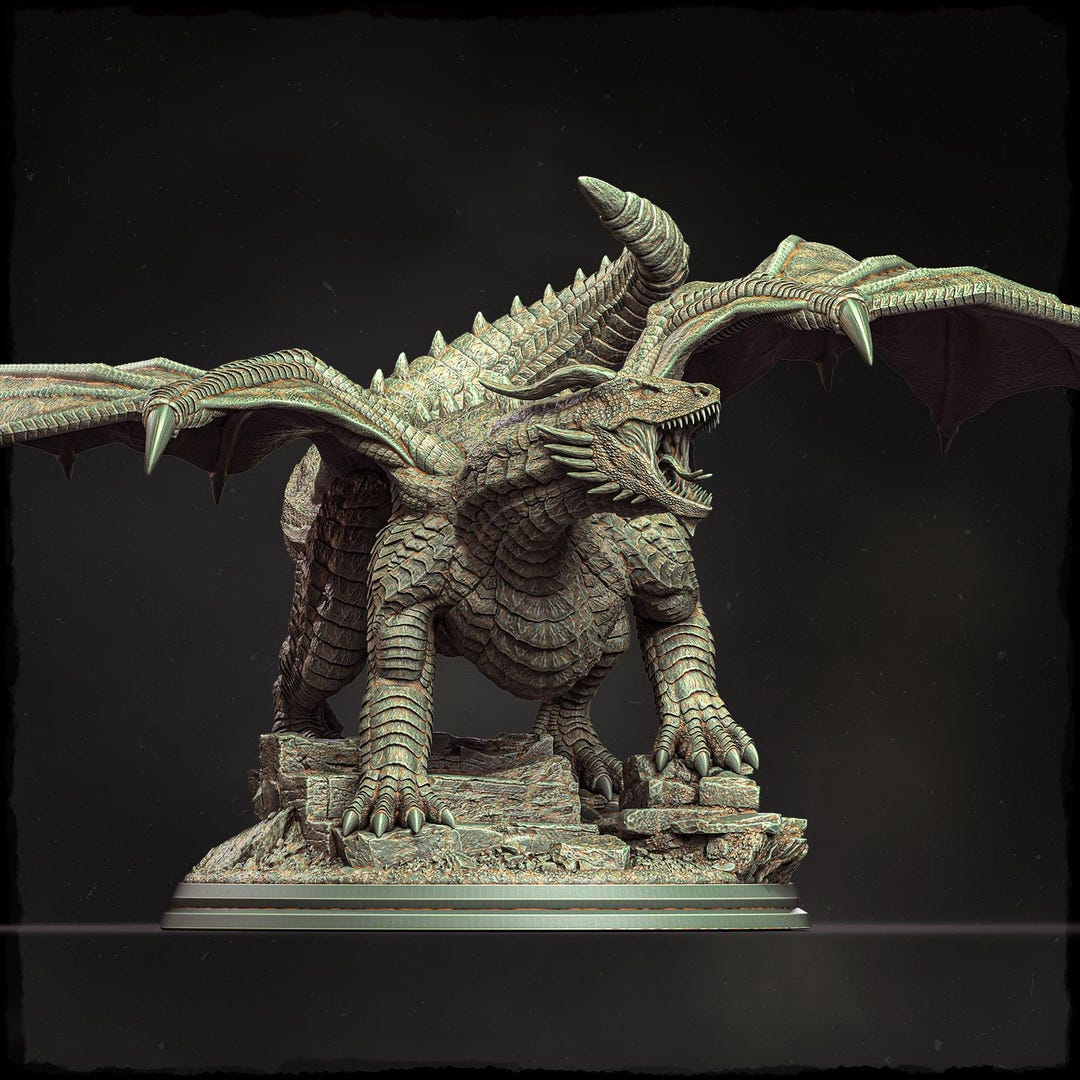 Chromatic Great Wyrm Dragon (4 Sizes) D&D Miniature | 215mm Long, 200mm ...