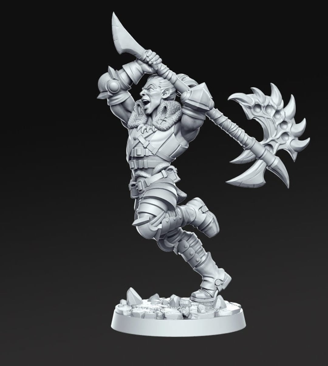 Human Barbarian With Great Axe Miniatures | 28mm Scale | 32mm Scale ...