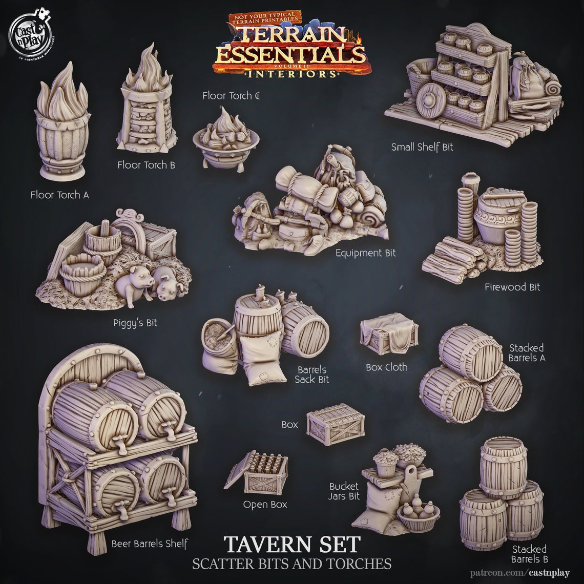 Tavern Scatter Props Terrain | Solid Resin 28mm, 32mm| Miniature ...