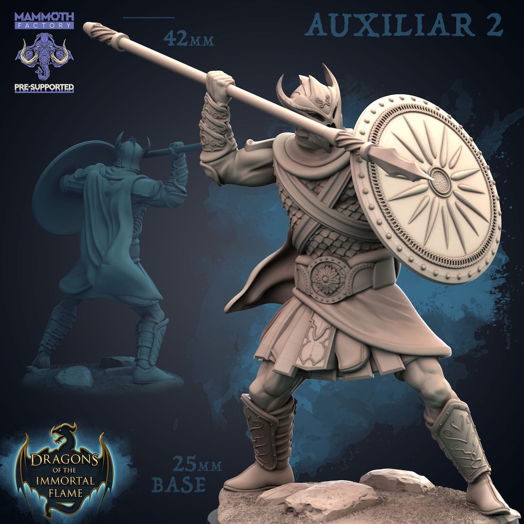 Human Fighter Spear and Shield | 3 Sizes /scale Resin Miniature ...