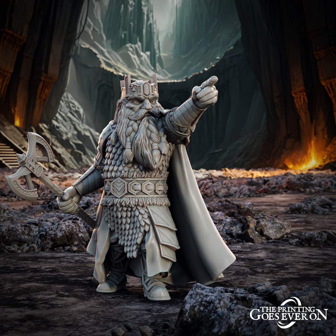 Dwarf King Fighter Battle Axe Miniature | Dungeons and Dragons | 5 ...