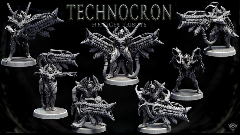 Sci-fi Miniature Robot Infantry, H.R Giger Style | 5 Base Sizes | Resin ...