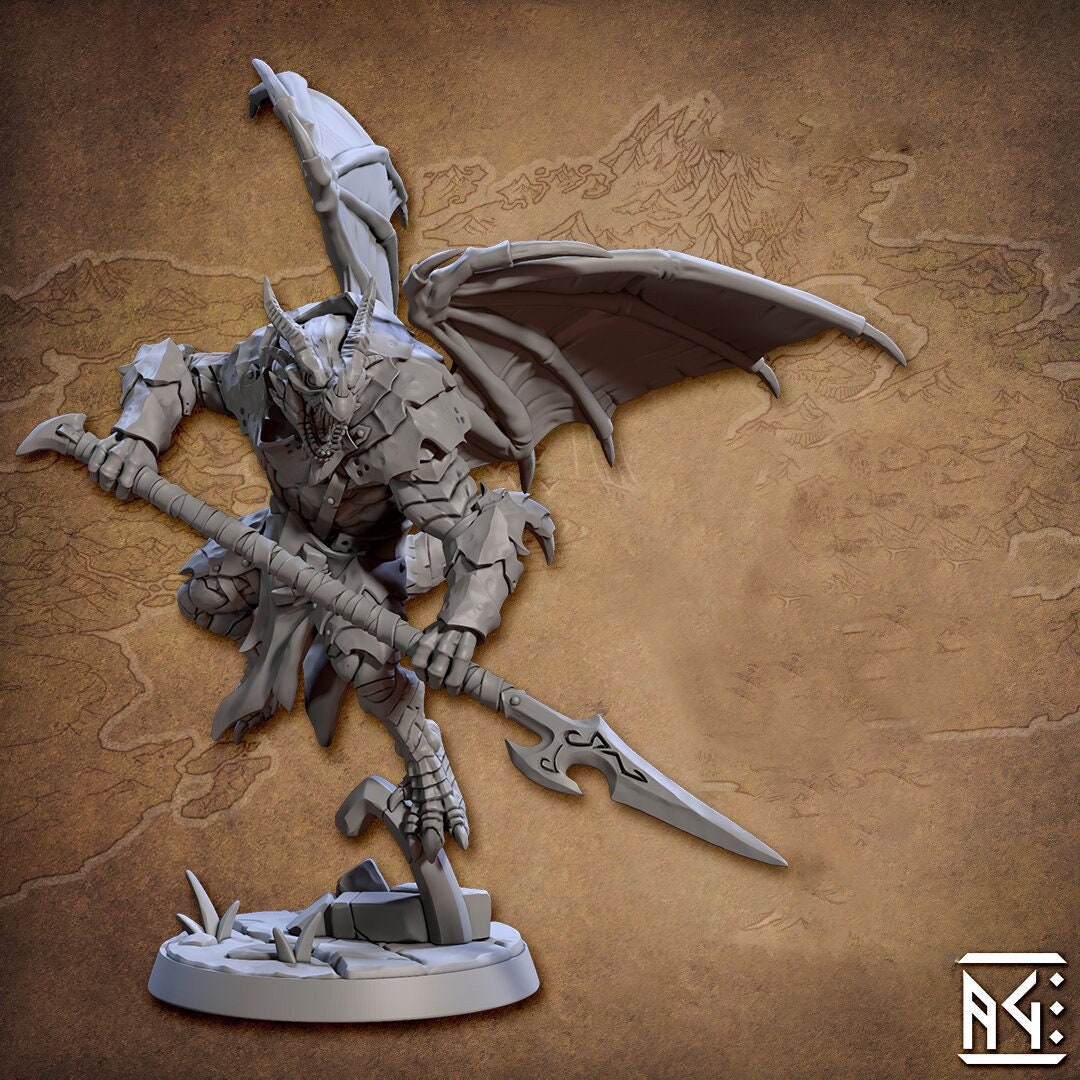 Dragonborn Paladin Fighter Polearm Model | 4 Sizes /scale Resin ...