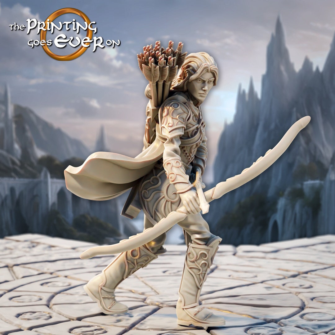 Male Elf Ranger Sharpshooter Fighter W/ Bow | Unpainted Miniature ...