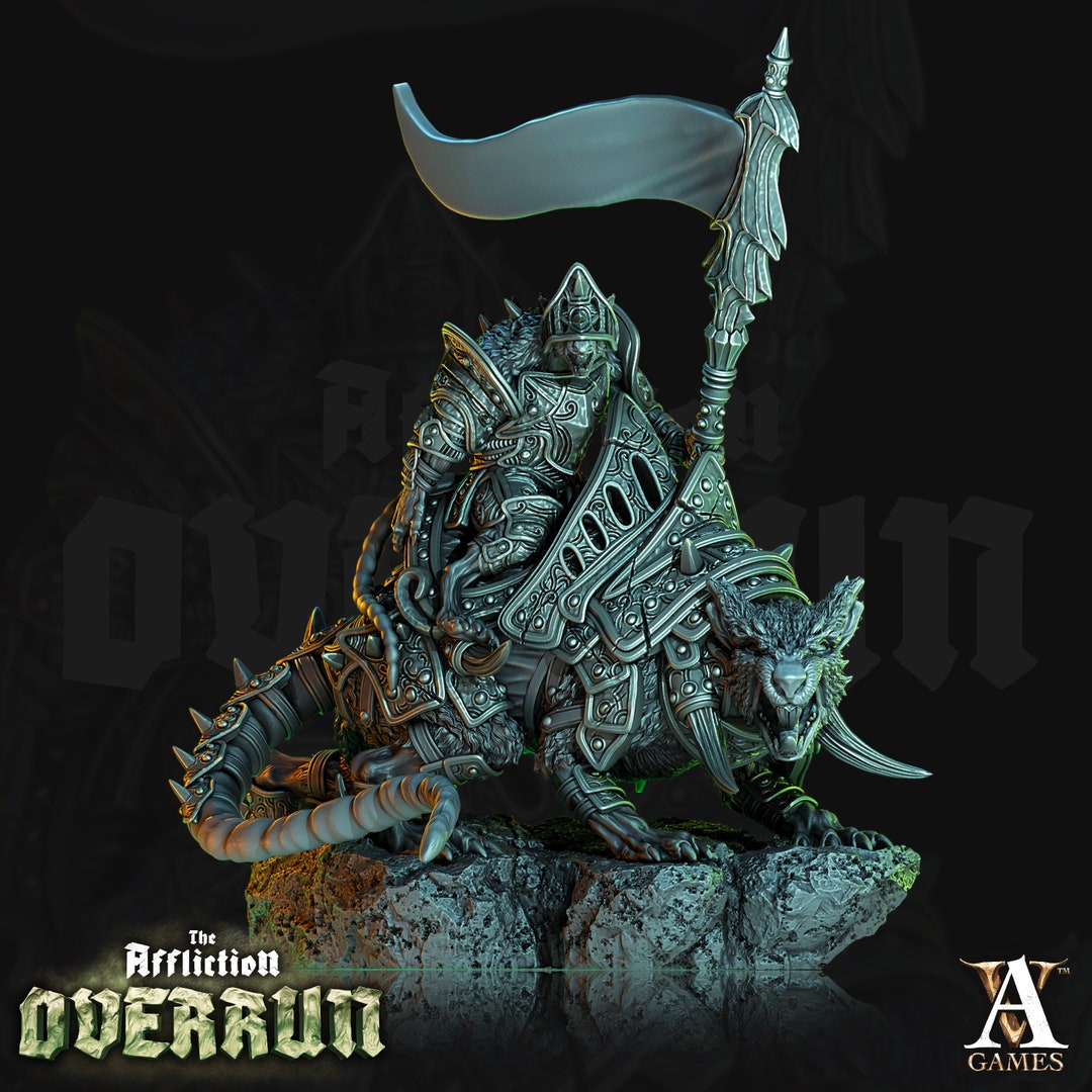 Wererat With Banner on Dire Rat: Resin Miniature for D&D, Pathfinder ...
