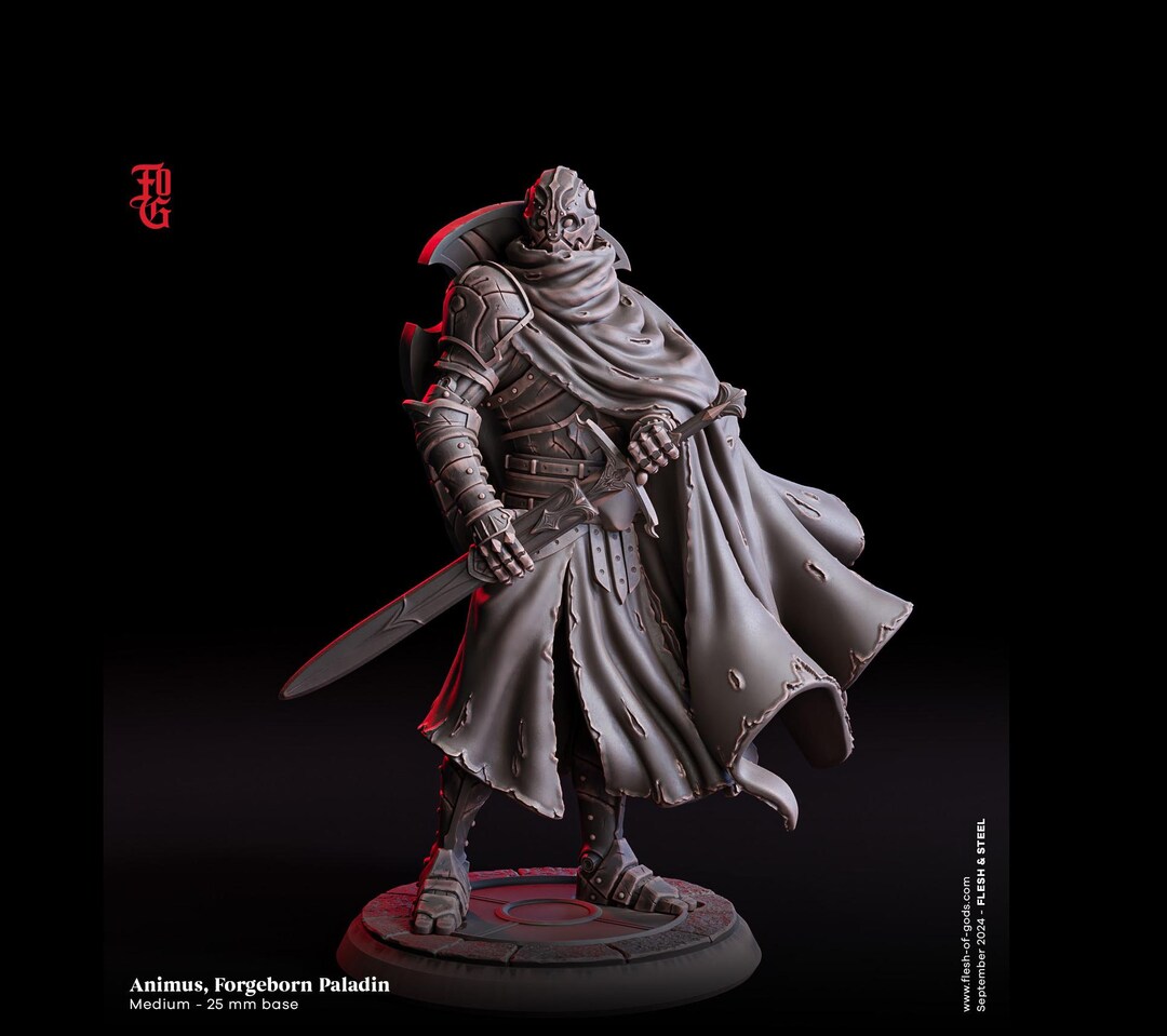 Warforged Paladin, Fighter, Sword | 28mm,32mm,54mm,75mm,100mm Scale ...