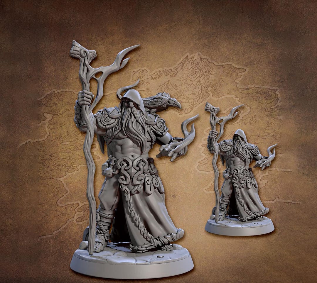 Viking Druid Resin Miniature: Shaman Wizard D&D, Pathfinder - Etsy