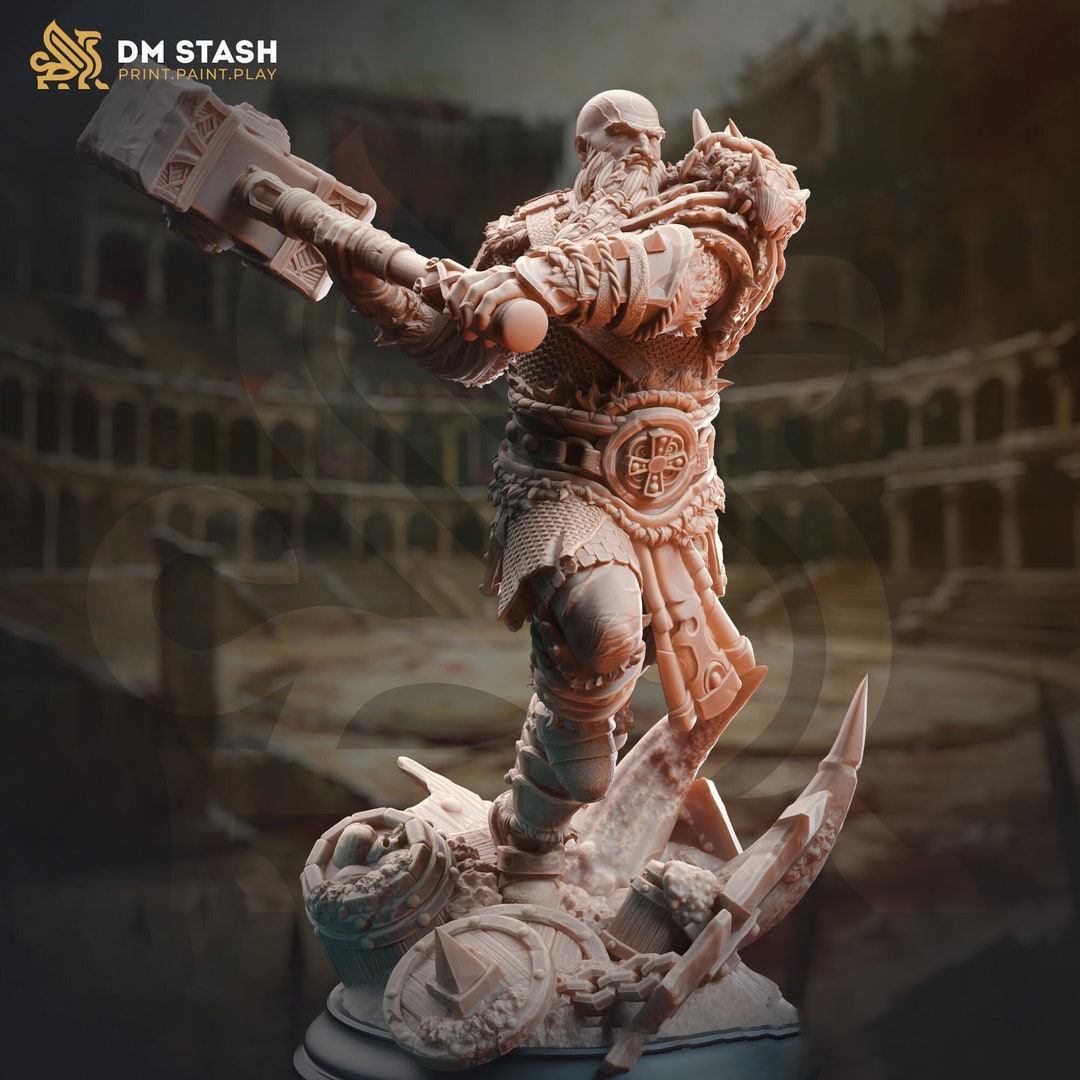 Goliath Human Barbarian Fighter Miniature | 28mm,32mm,54mm,75mm,100mm ...