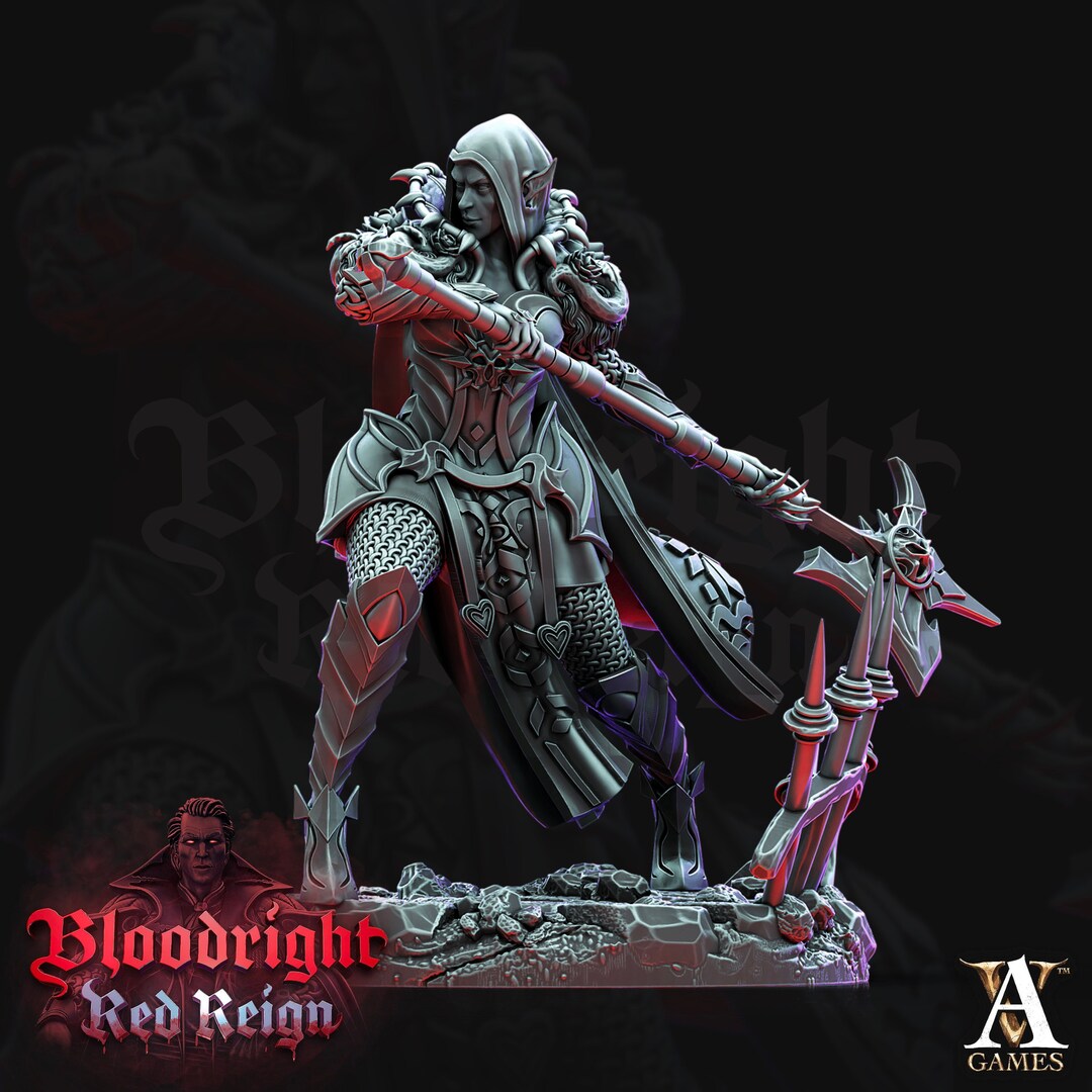 Female Vampire Polearm Fighter | 28mm, 32mm, 75mm | Dnd 5e Miniature ...