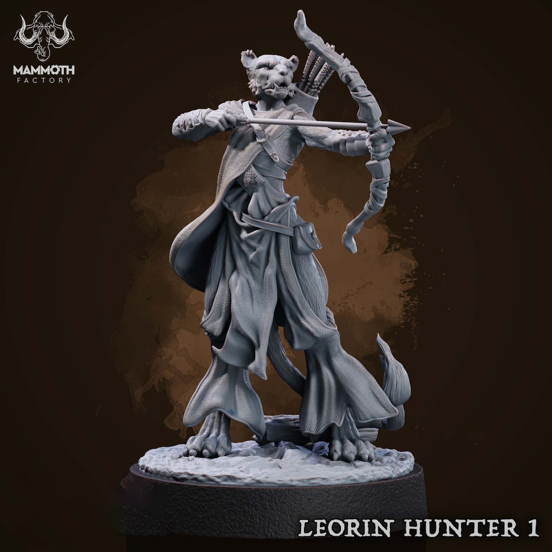 Female Leonin Lionfolk Tabaxi Fighter Ranger Unpainted | 28mm,32mm,54mm ...