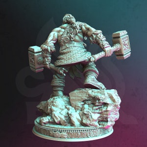 Dwarf Fighter Barbarian Ranger W/ Dual Hammers Miniature | 5 Sizes ...