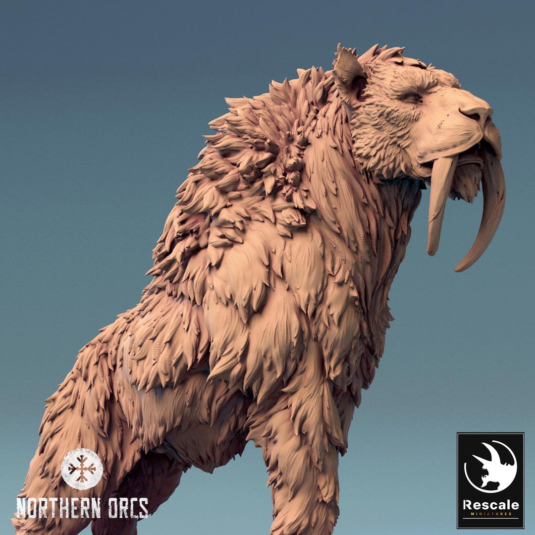 Sabre Tooth Tiger (5 Sizes) Miniature | Dungeons and Dragons 5e | 28mm ...